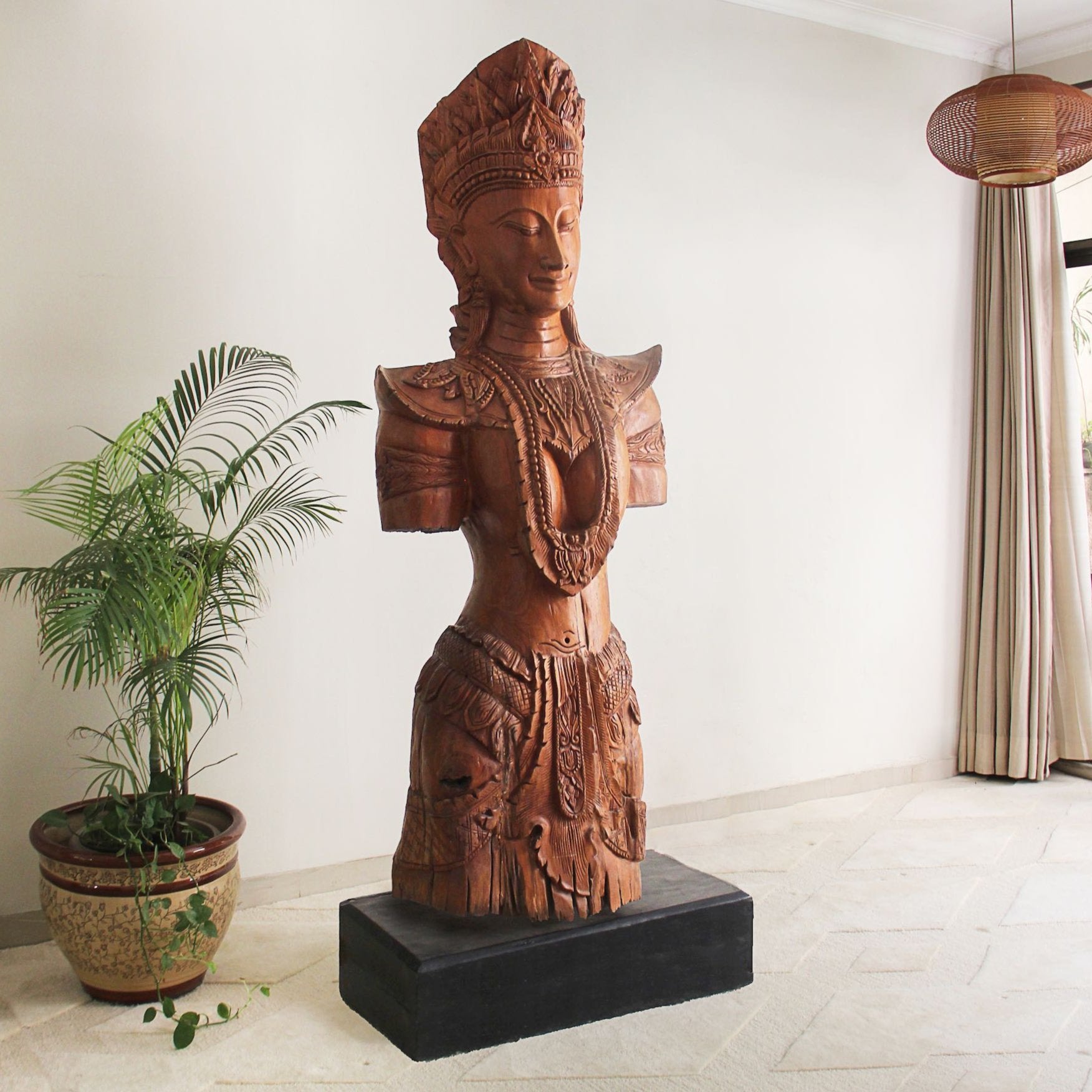 Pure Teak Lanna Princess 8 feet Tall Statue – Mora Taara