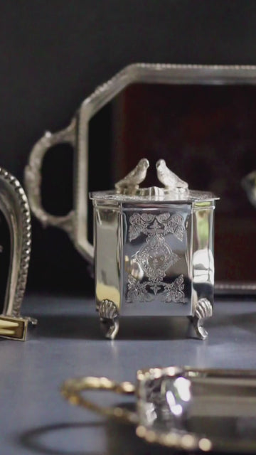 Silver Ornamental Box - Decorative Storage Box with Lid – Mora Taara