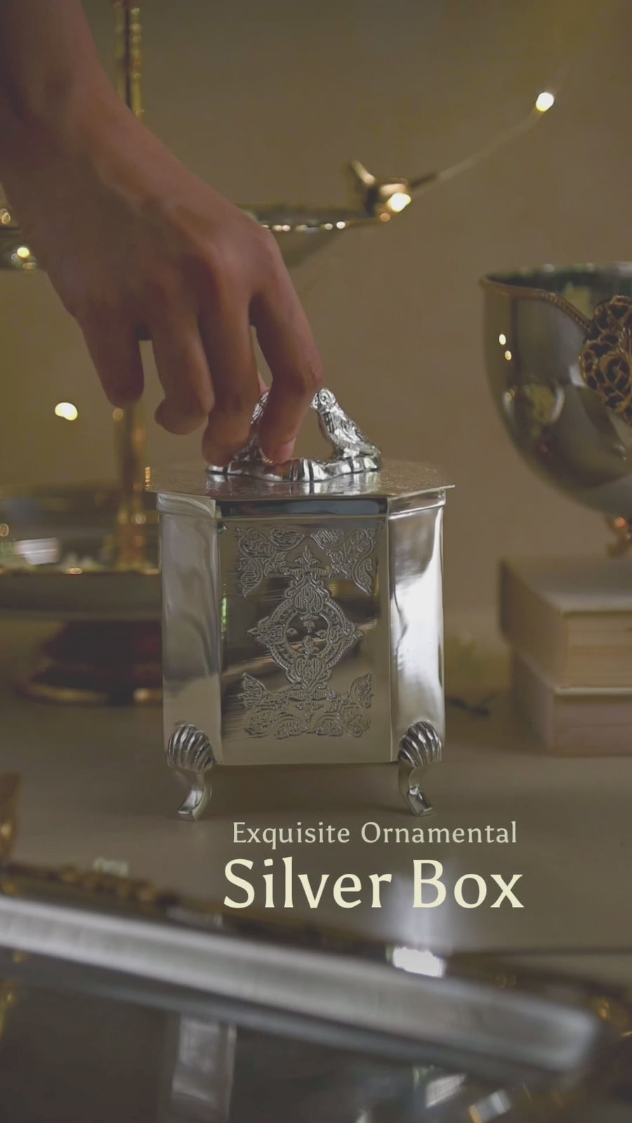 Silver Ornamental Box - Decorative Storage Box with Lid – Mora Taara