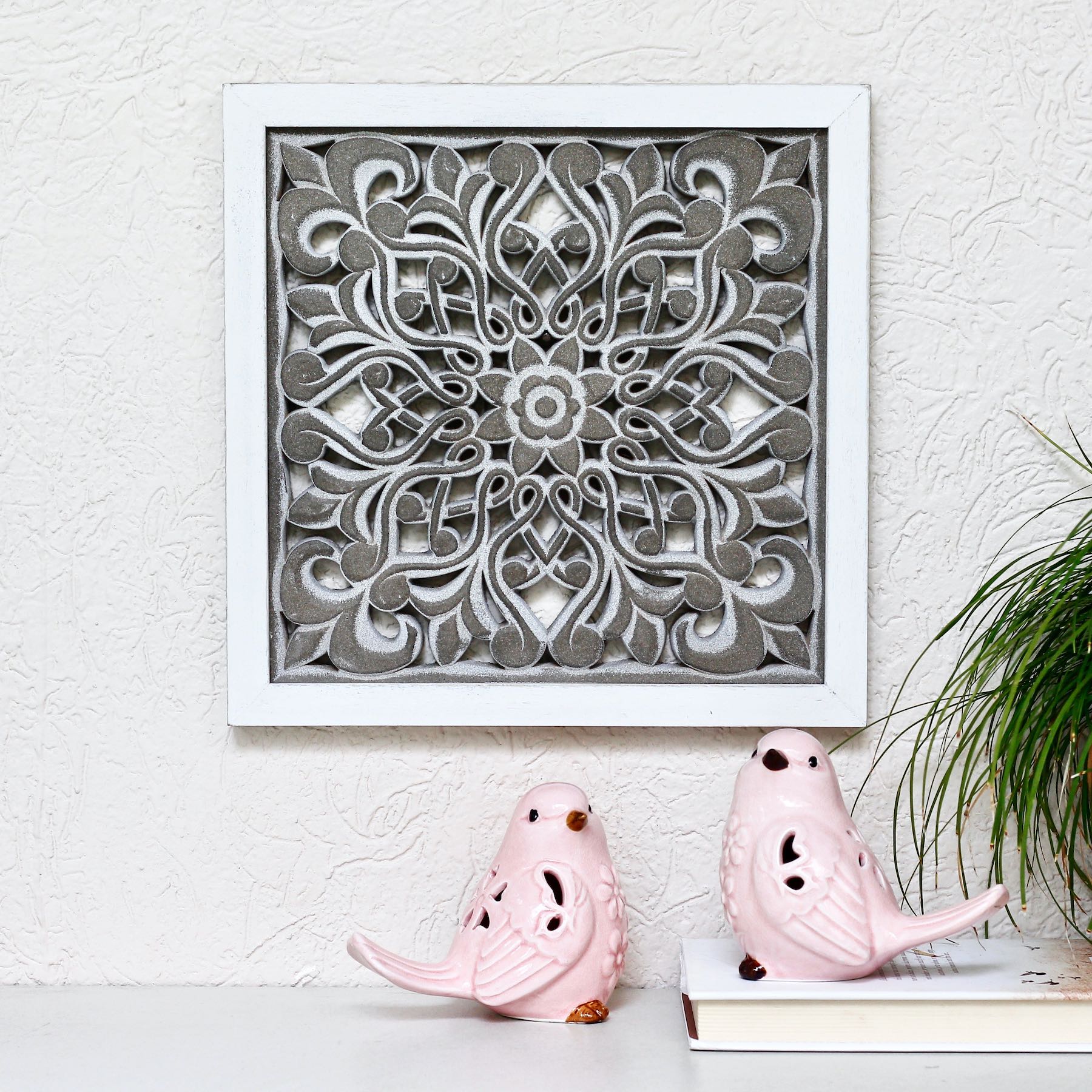 Carved Wood Square Wall Art Décor – Mora Taara