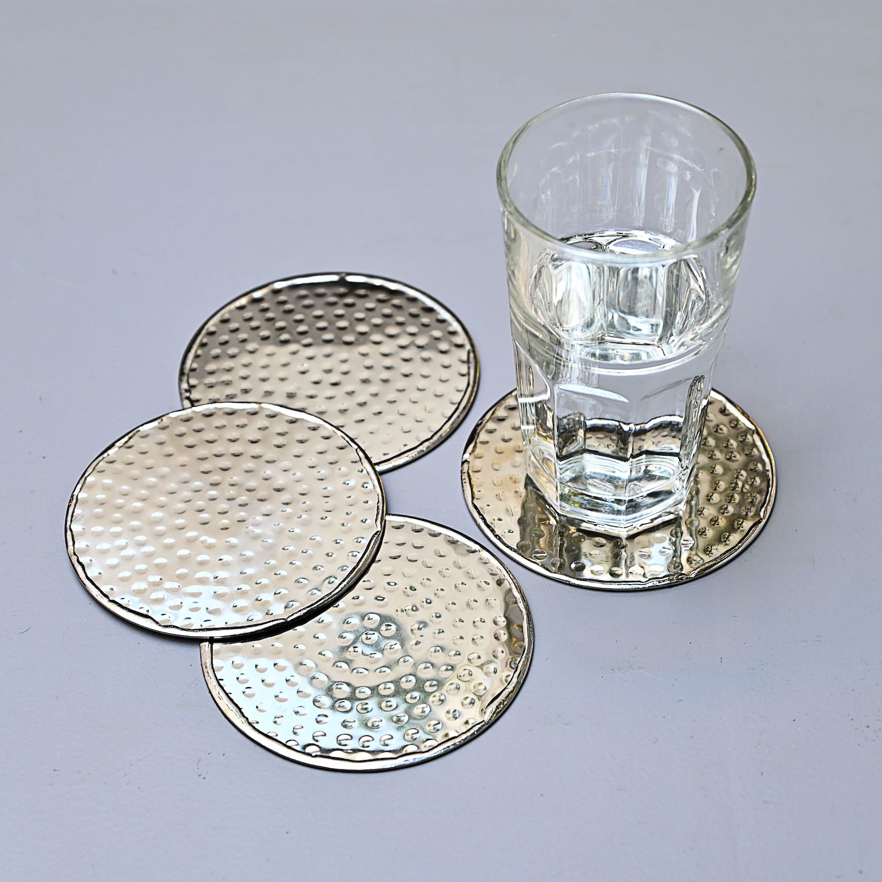 Hammered Silver Round Coasters - Set of 4 – Mora Taara