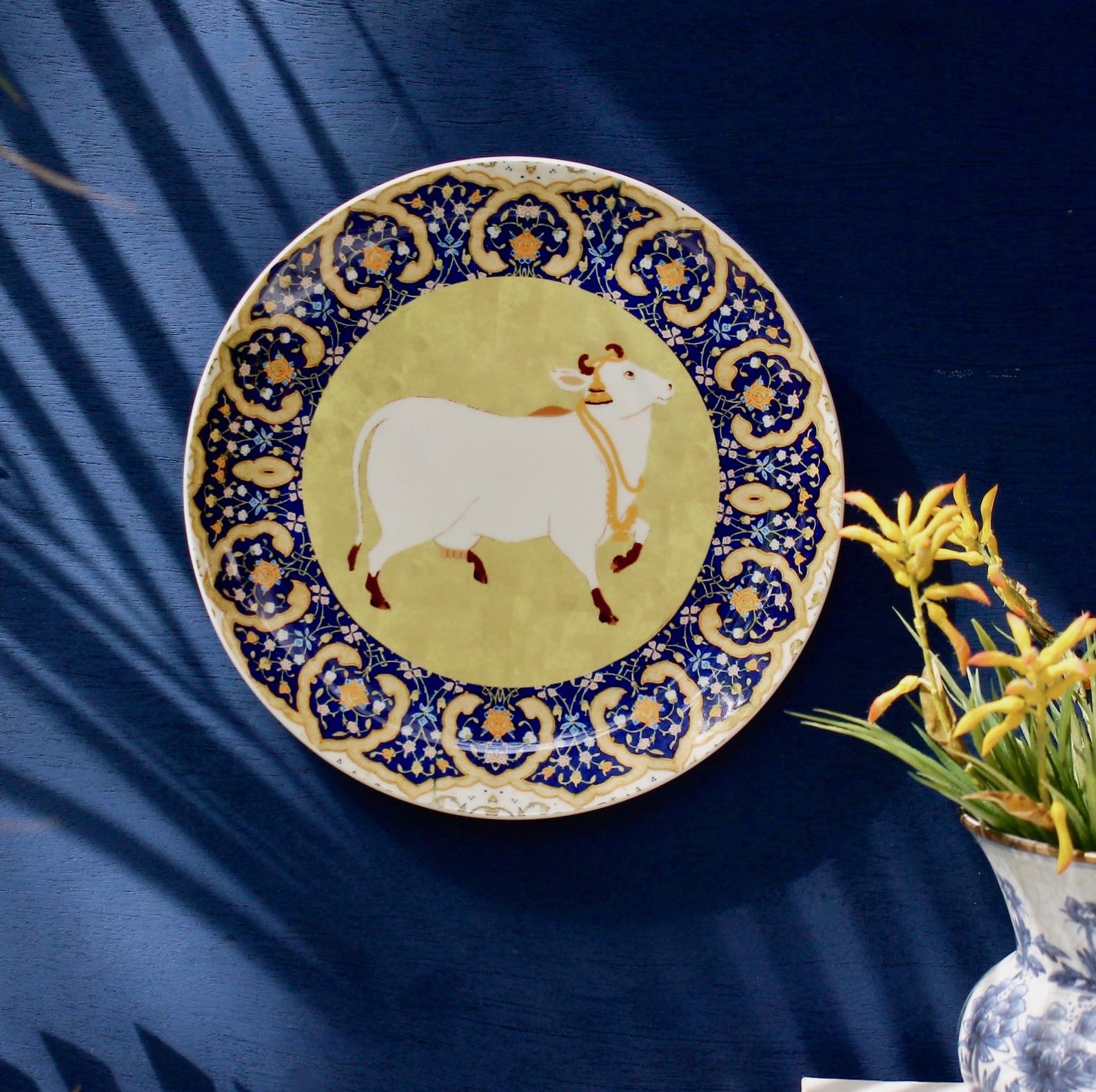 Mughal Cow Ceramic Decorative Wall Plate – Mora Taara